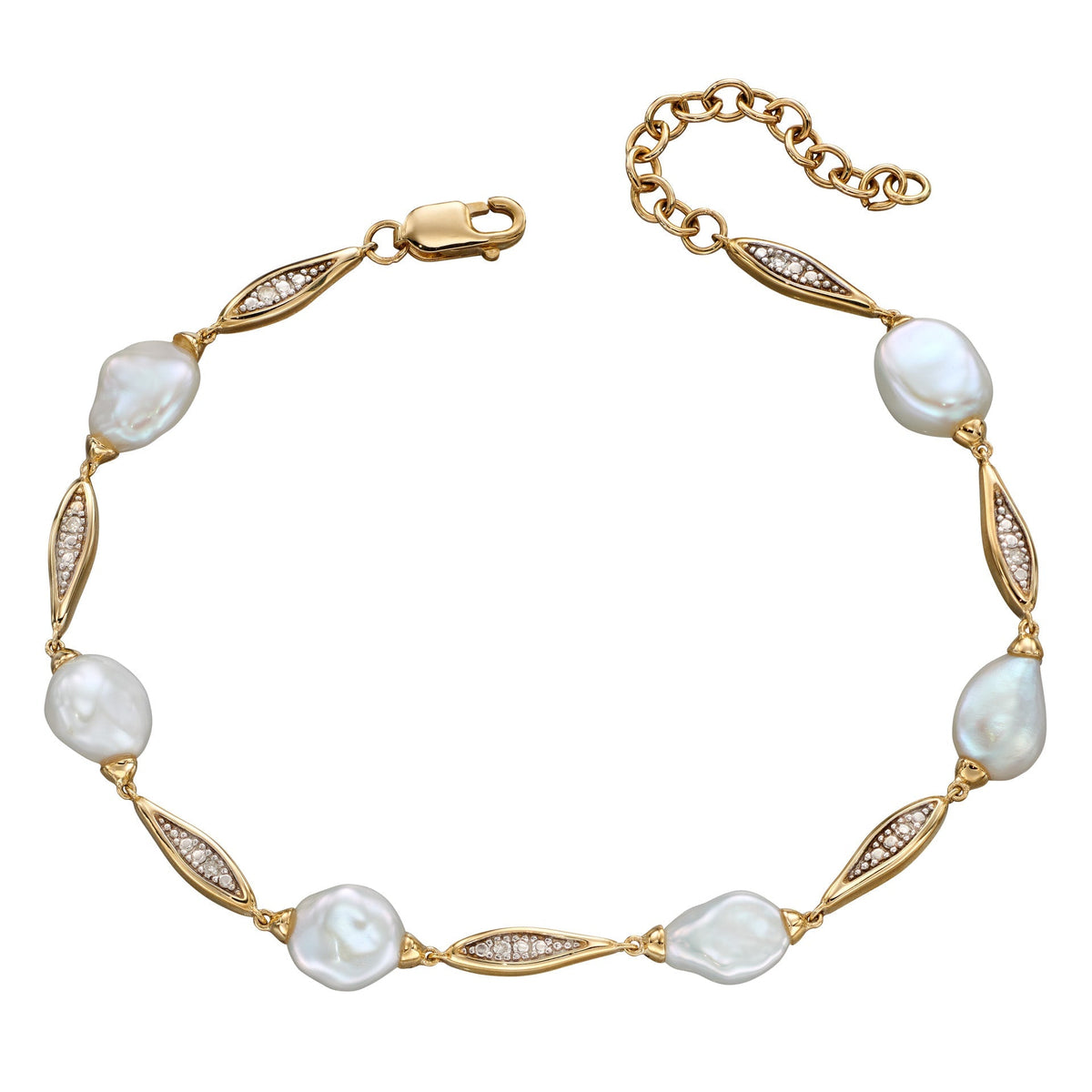 Elements Gold Keshi Pearl and Diamond Station Bracelet – Clarindon ...