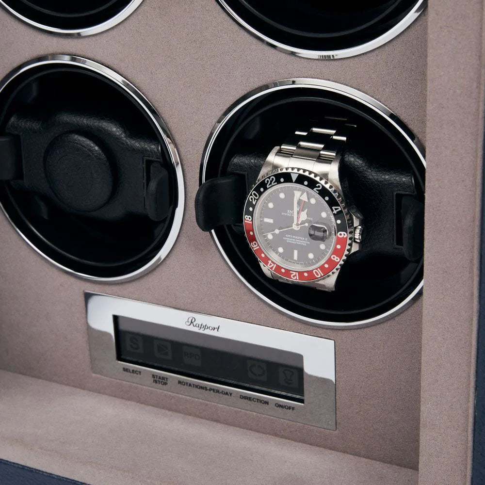 Rapport Watch Winder Quantum Quad Four Leather Blue – Clarindon Jewellers