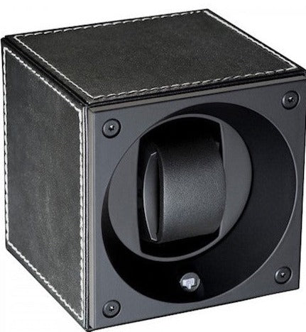 Swiss Kubik Watch Winder Single Black Leather With White Stitches ...